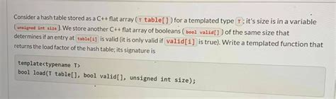 Solved Consider A Hash Table Stored As A C Flat Array 1