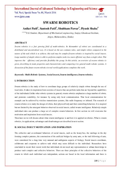 Pdf Swarm Robotics