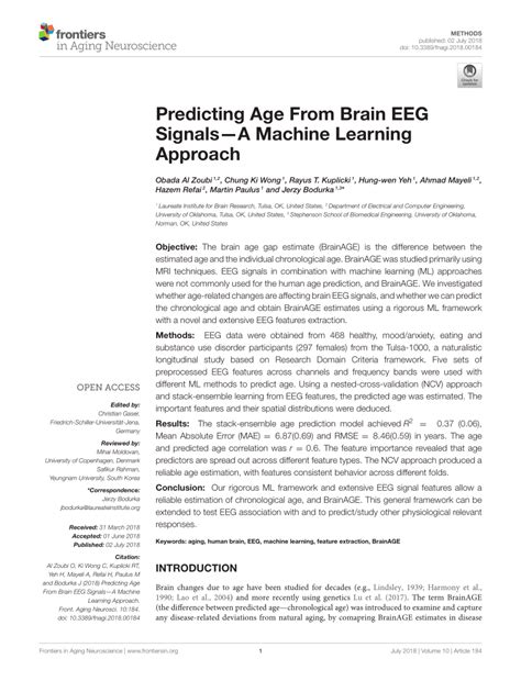 pdf predicting age from brain eeg signals—a machine learning approach
