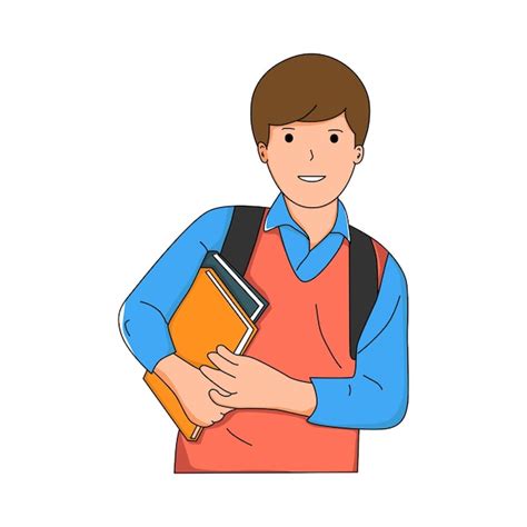 교복을 입은 아이들의 일러스트 프리미엄 벡터