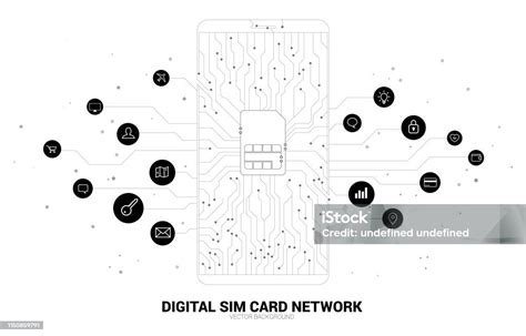 벡터 다각형 도트 기능 아이콘으로 휴대 전화 회로 보드 스타일에 선 모양의 Sim 카드 아이콘을 연결 합니다 컴퓨터 칩에 대한