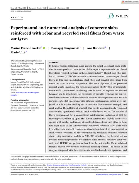 Pdf Experimental And Numerical Analysis Of Concrete Slabs Reinforced With Rebar And Recycled
