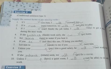 Exercise 2 है Conditional Sentences Type 1 Supply The Correct Forms Of