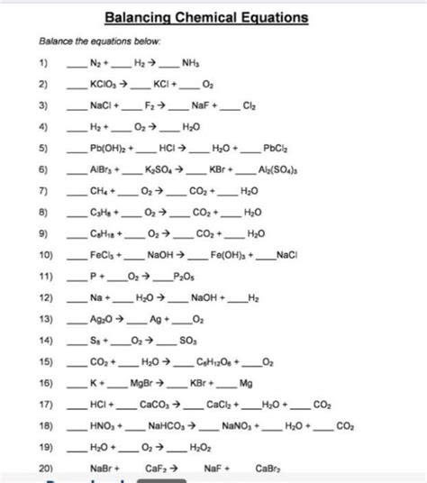 Questions On Balancing Chemical Equations For Class 10 Tessshebaylo