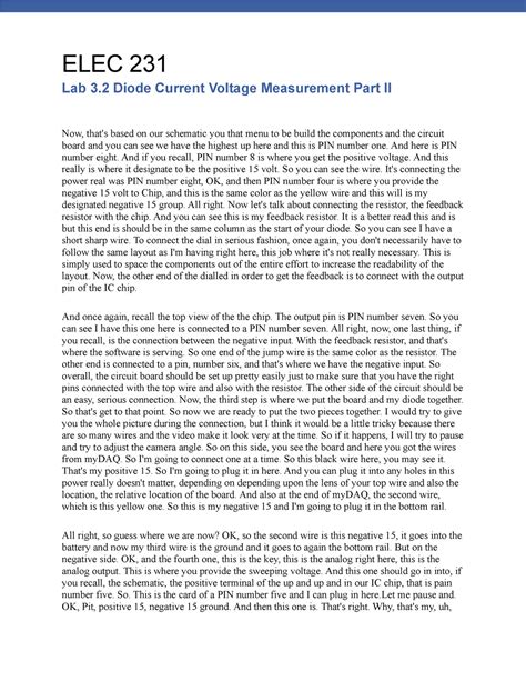 Lab Diode Current Voltage Measurement Part II And Here Is PIN Number Eight And If You