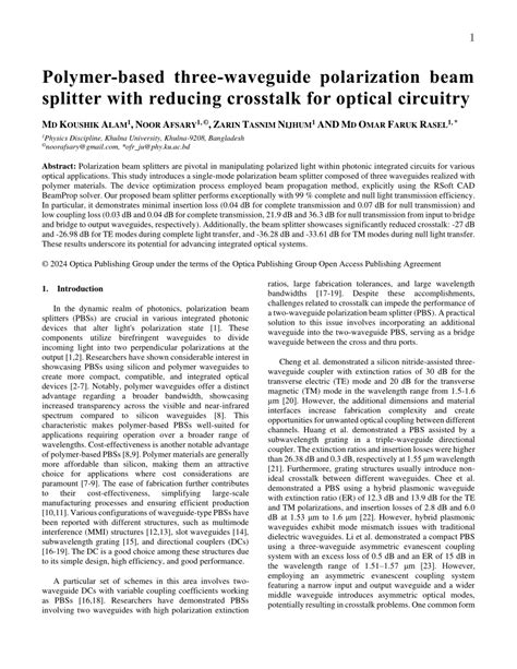 Pdf Polymer Based Three Waveguide Polarization Beam Splitter With