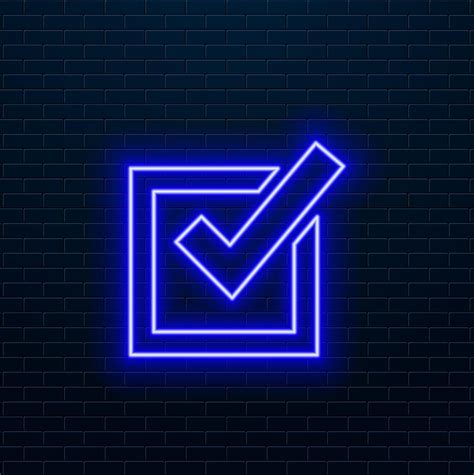 A Large Green Outline Checkbox Symbol On The Center Green Neon Style