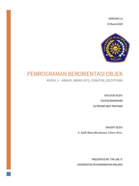 Modul 5 Pbo Arrays Arraylists Iterator Exceptions Pdf Komputer