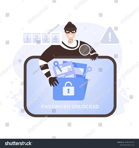 Weak Password Access Data Cybercrime Illustration Stock Vector Royalty