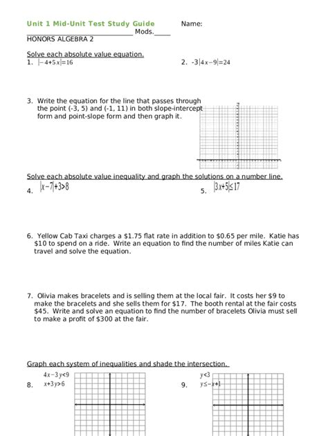 Unit 1 Mid Unit Test Study Guide Doc Template PdfFiller