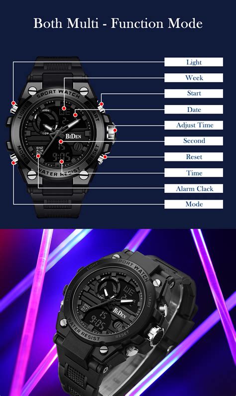 Jual Biden Jam Tangan Pria Digitalandanalog Anti Air Olahraga Militer Pria Tali Silikon Luminous