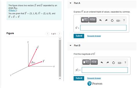Solved The Figure Shows Two Vectors T And U Separated By An