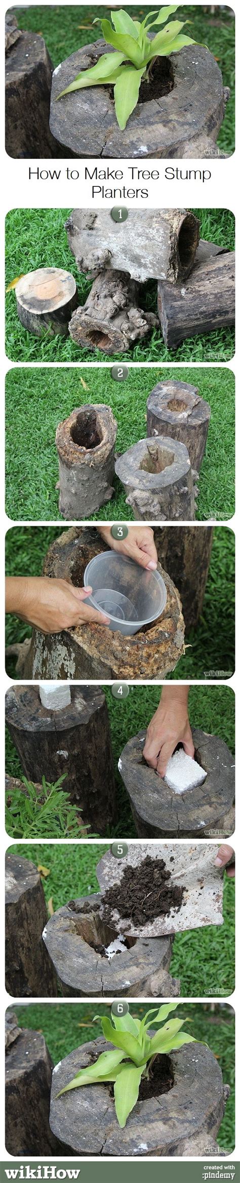 How To Make Tree Stump Planters Succulents Garden Garden Containers Garden Planters