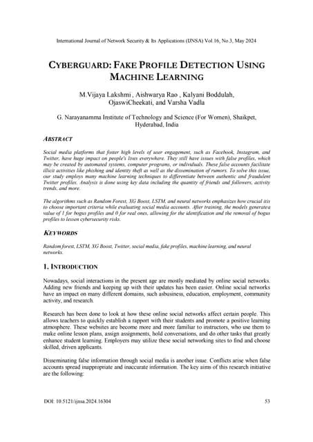 Seminar On Detecting Fake Accounts In Social Media Using Machine