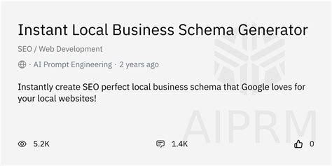 Prompt Instant Local Business Schema Generator By Ai Prompt Engineering Aiprm For Chatgpt