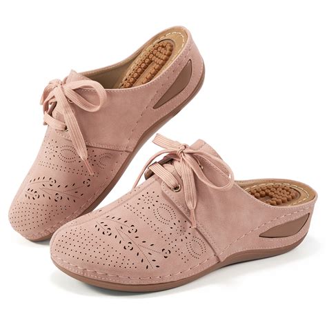 Ecetana Clogs For Women Wedge Sandals Comfort Breathable Closed Toe