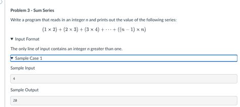 Solved Problem 3 Sum Series Write A Program That Reads In
