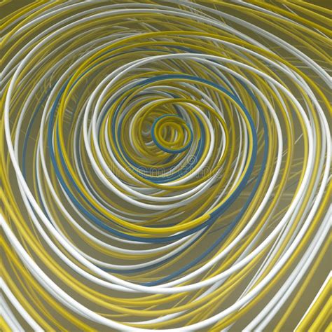 Interlacing Abstract Yellow Colored Curves Computer Generated Geometric Pattern 3d Rendering