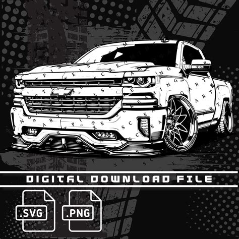 Chevy Silverado 1500 Single Cab Digital File Png And Svg Files Obs