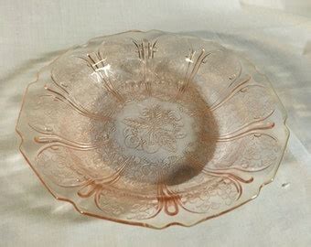 Pink Cherry Blossom Depression Glass 3 Legged Bowl Etsy