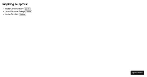 Filtering State Array Example Forked Codesandbox