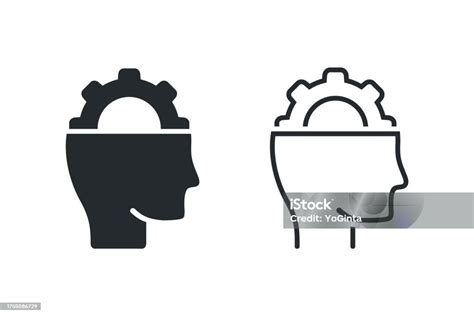 기어 톱니바퀴 아이콘과 함께 머리 사람 벡터 일러스트 레이 션 개발에 대한 스톡 벡터 아트 및 기타 이미지 개발 개선