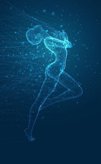 Premium Vector Vector Blue Background Fragile Female Figure Dancing Tangled