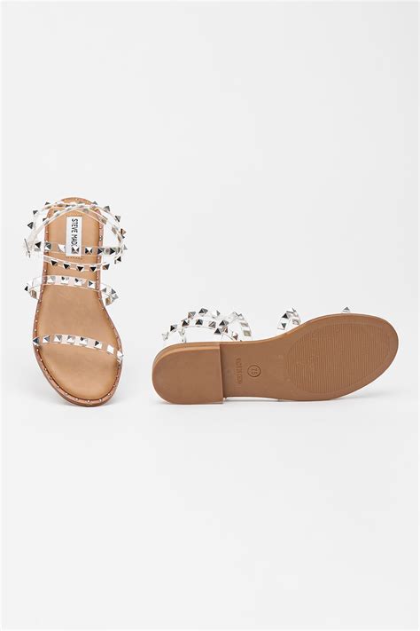 Steve Madden, Сандали Travel с капси, Прозрачен, Сребрист, 39 - eMAG.bg