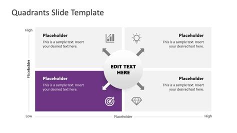 Slide With Purple Color Highlight For Quadrants Template Slidemodel