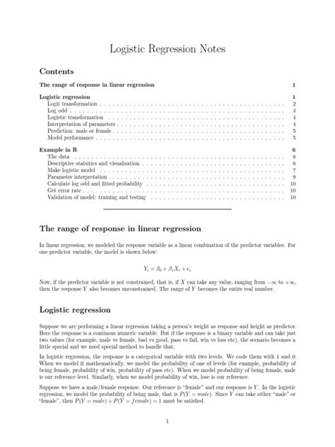 1 Logisticregressionnotes1 Pdf Logistic Regression Regression