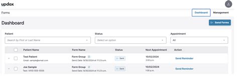 Sending Forms In The Forms Dashboard Updox Knowledge Base