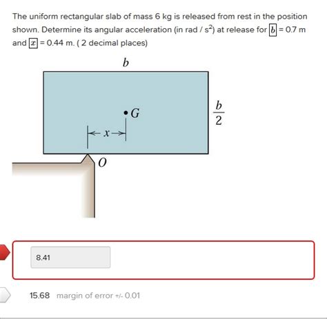 solved the uniform rectangular slab of mass 6 kg is released