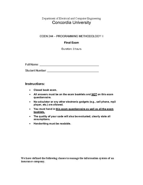Coen244final Solution Department Of Electrical And Computer Engineering Concordia University