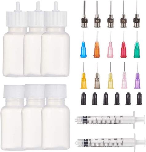 Diy 6 Packs 1oz Diy Precision Tip Applicator Bottles 15pcs Stainless Steel Pp Blunt Needle Tips