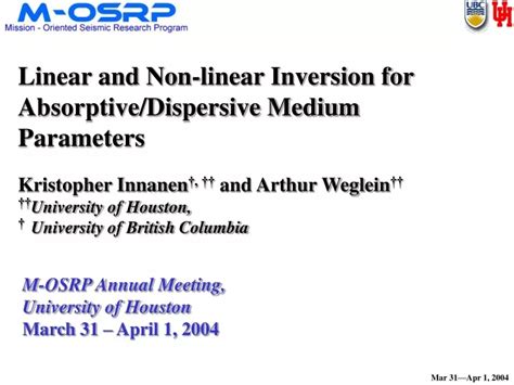 Ppt Linear And Non Linear Inversion For Absorptivedispersive Medium Parameters Powerpoint