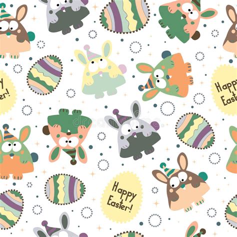 Seamless Pattern With Easter Eggs And Bunnies Stock Vector