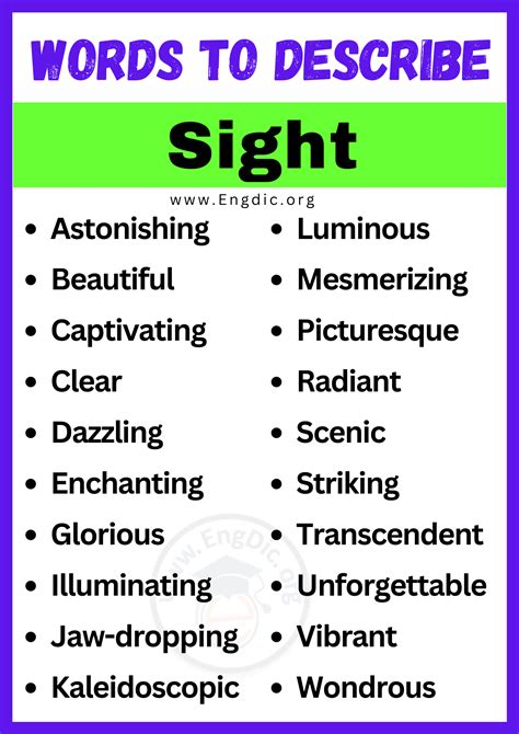 20 Best Words To Describe Sight Adjectives For Sight Engdic