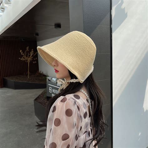 잼빌리지 [당일출고 7컬러] 멜로디 레이스 리본 버킷햇 여성 자외선 햇빛 차단 벙거지 라피아 여름 햇 밀짚 왕골 모자