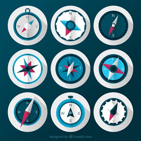 Free Vector Flat Map Compass Collection Vector Free Map Compass