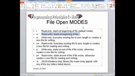 Intro To Ruby Day 19 Intro To Files Youtube