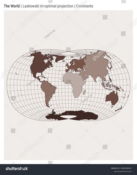 World Map Laskowski Tri Optimal Projection Continents Stock Vector Royalty Free 2498286603