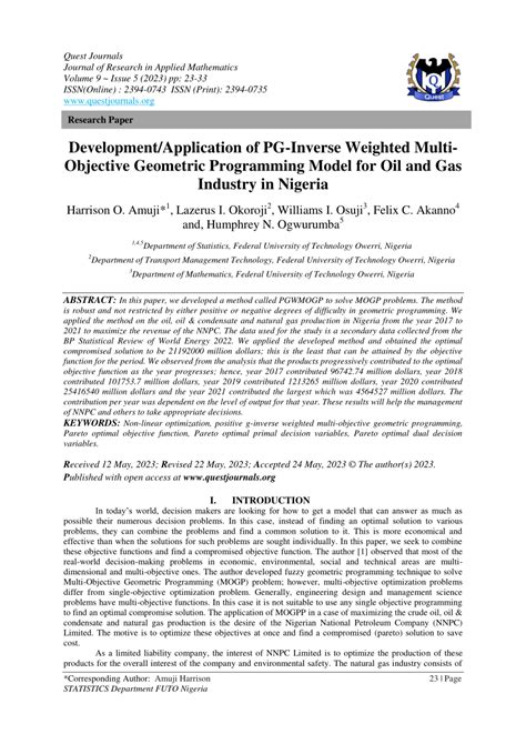 PDF Research Paper Development Application Of PG Inverse Weighted