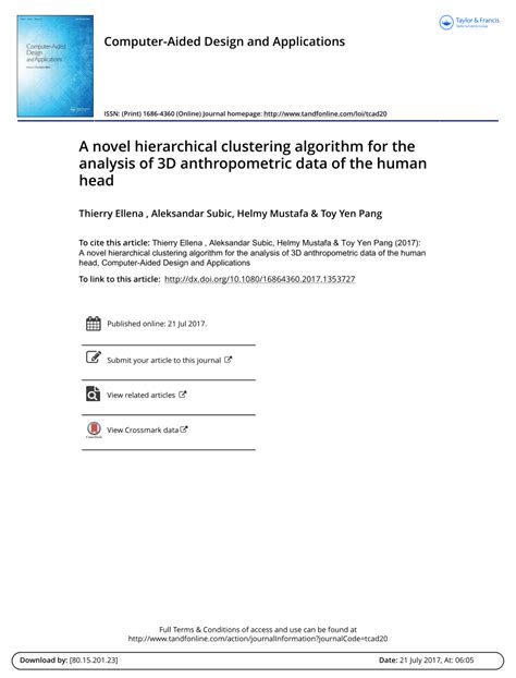 Pdf A Novel Hierarchical Clustering Algorithm For The Analysis Of 3d