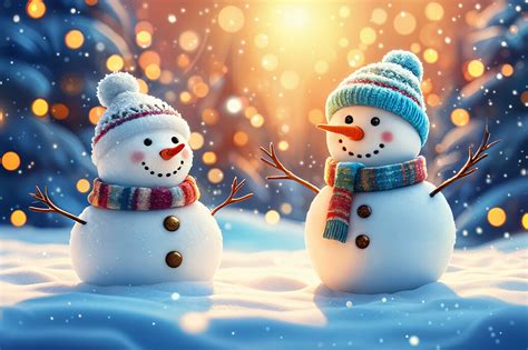 Two Snowmen Standing Together Graphic By Alsstocks450 · Creative Fabrica