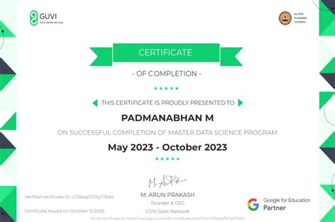 Padmanabhan M On Linkedin Guvi Datascience Dataanalysis Machinelearning