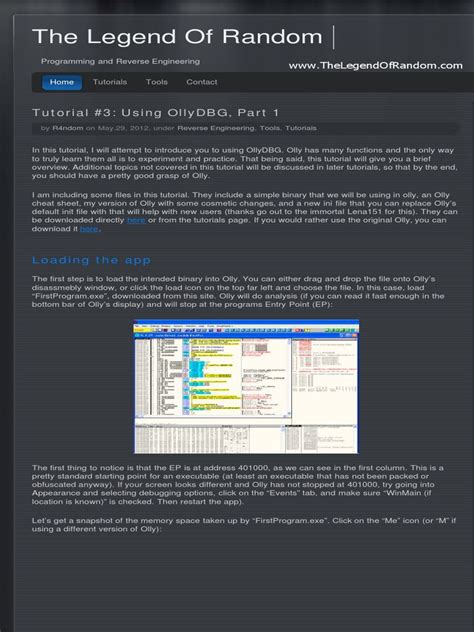 Tutorial 3 Using Ollydbg Part 1 Pdf Computer Architecture
