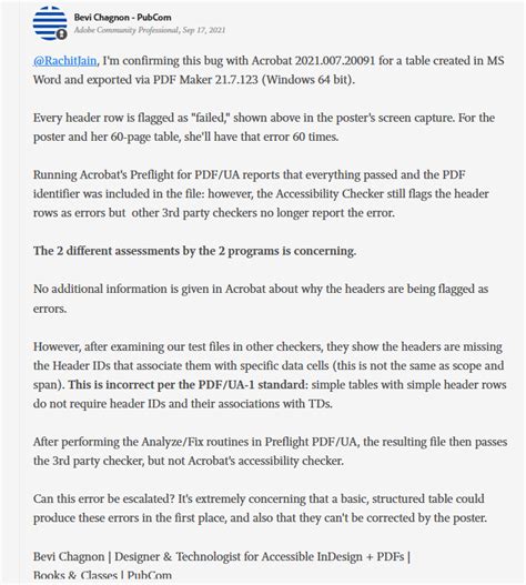 Solved Table Headers Fail In Accessibility Checker After Adobe