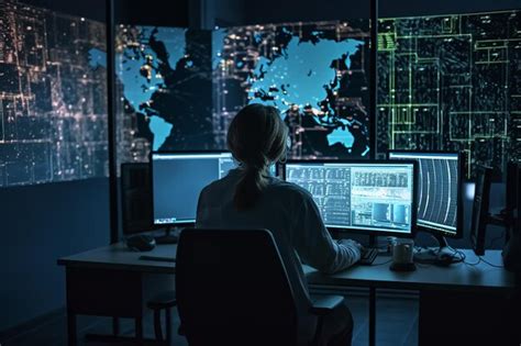 Premium Ai Image Rear View Of Analyst Working With Computer In