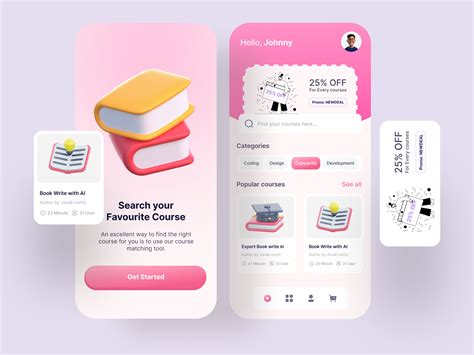 Elearning Platform App Ui Design With 3d Mockup 1 Images Behance