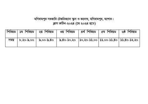 6 P Class Routine Final 2024 Monirampur Pdf Home And Garden